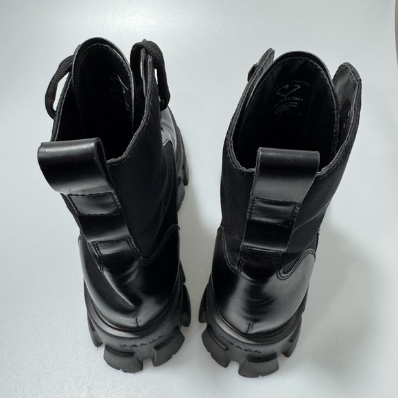 Prada | Shoes | Prada Monolith Leather And Renylon Boots Black Womens ...